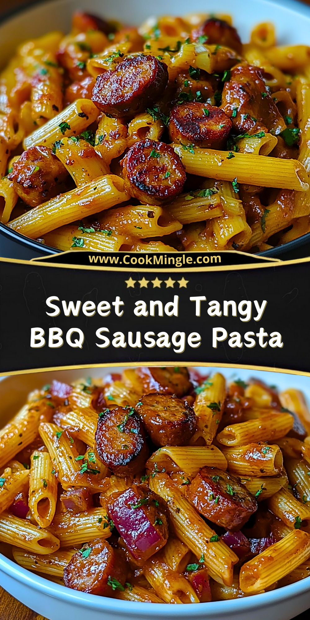 Sweet and Tangy BBQ Sausage Pasta - Cook Mingle