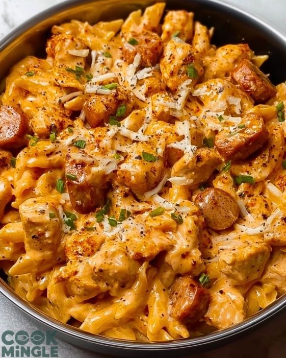One-Pan Buffalo Ranch Chicken & Sausage Pasta - Cook Mingle