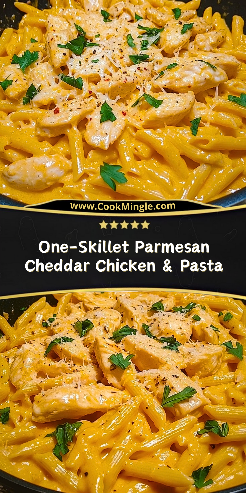 One-Skillet Parmesan Cheddar Chicken & Pasta – Cook Mingle