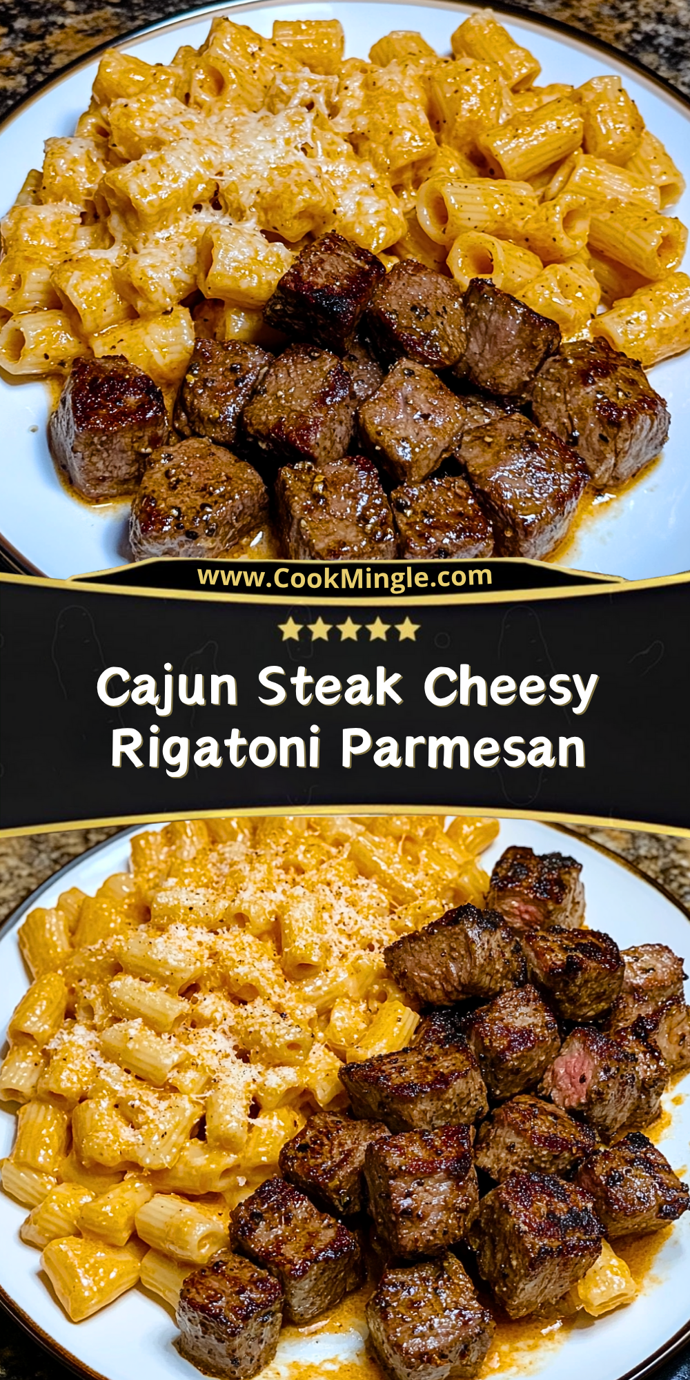 Cajun Steak Cheesy Rigatoni Parmesan - Cook Mingle