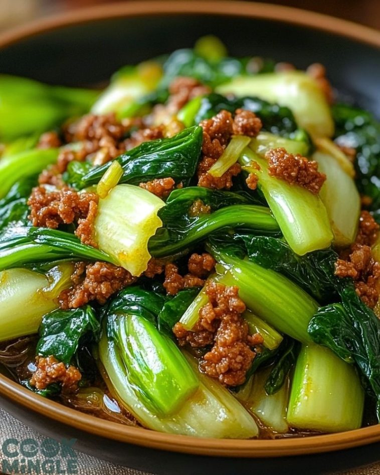 Stir-Fried Bok Choy with Ground Meat - Cook Mingle