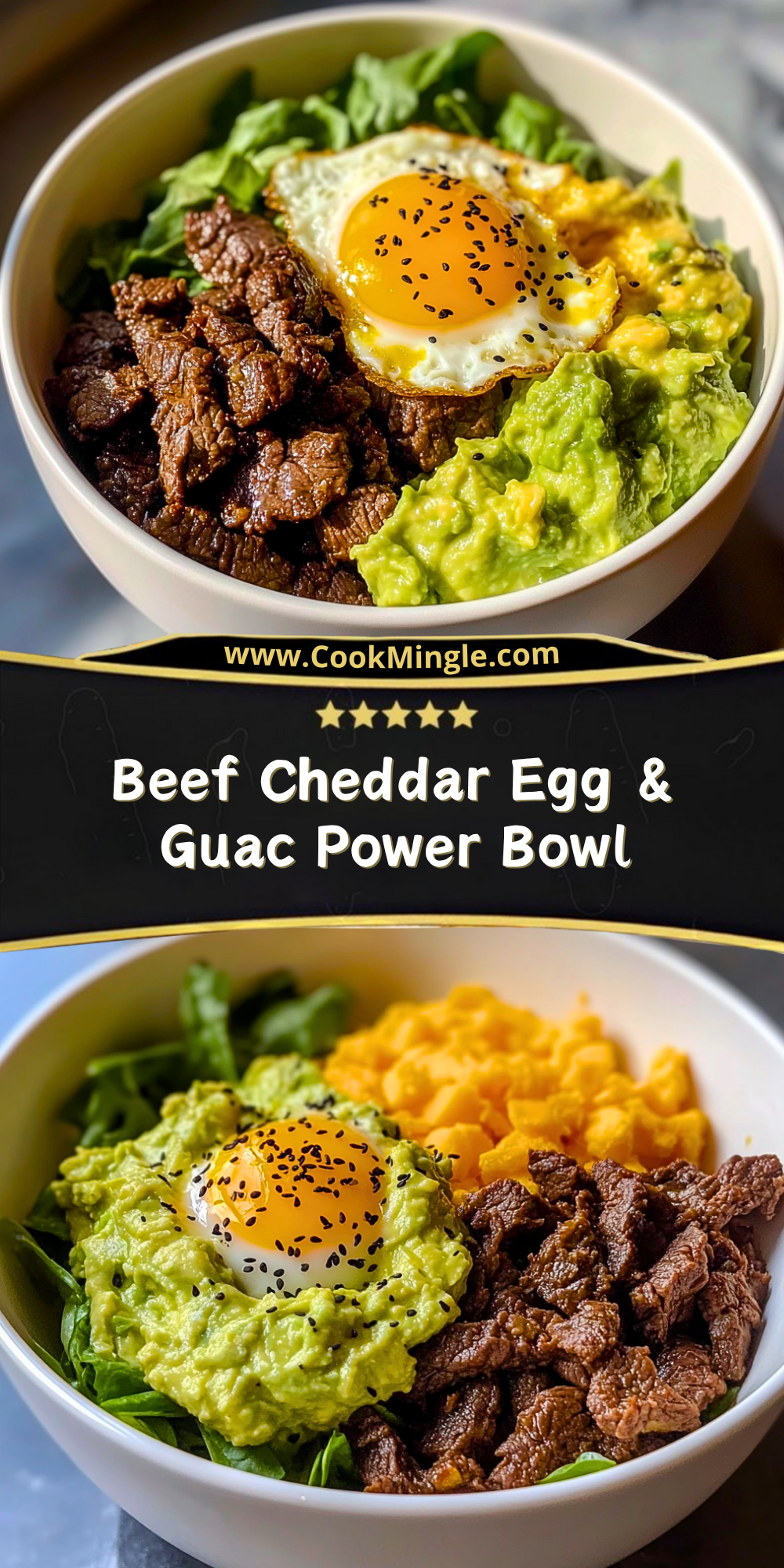 Beef Cheddar Egg & Guac Power Bowl - Cook Mingle