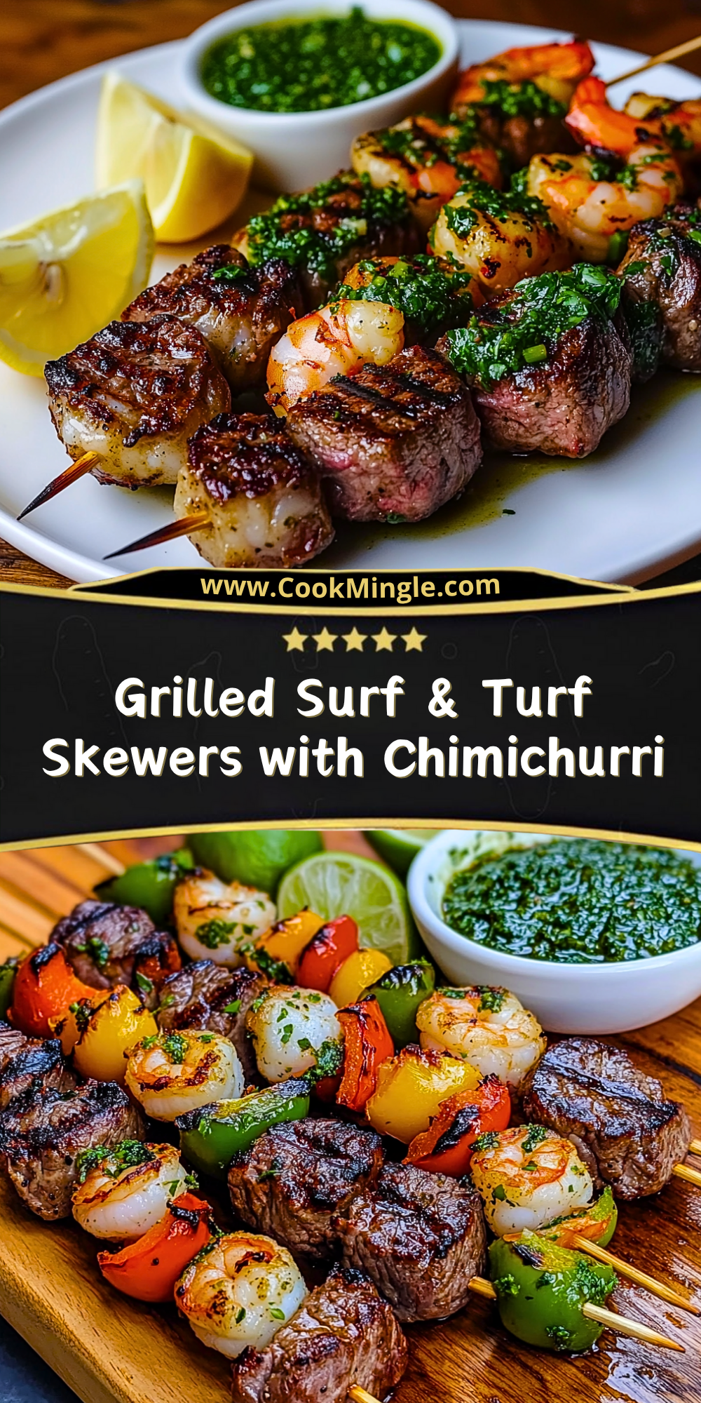 Grilled Surf & Turf Skewers with Chimichurri - Cook Mingle