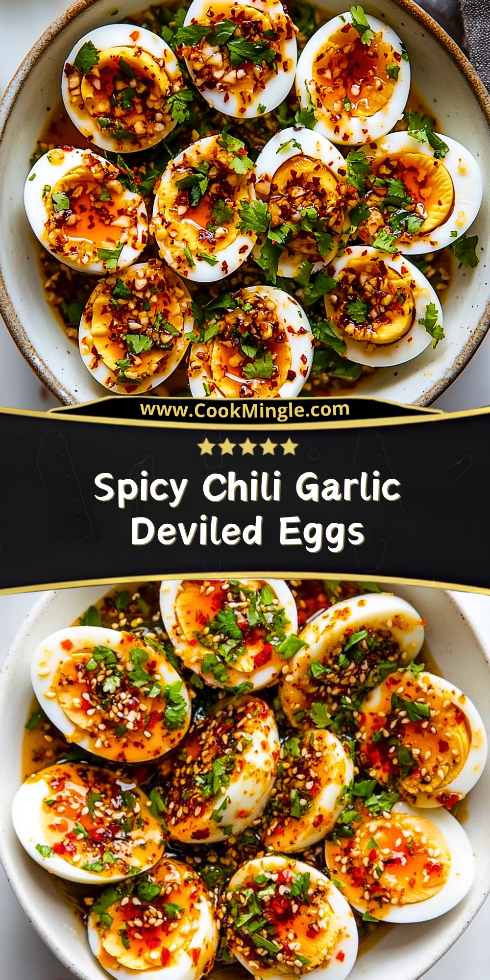 Spicy Chili Garlic Deviled Eggs - Cook Mingle