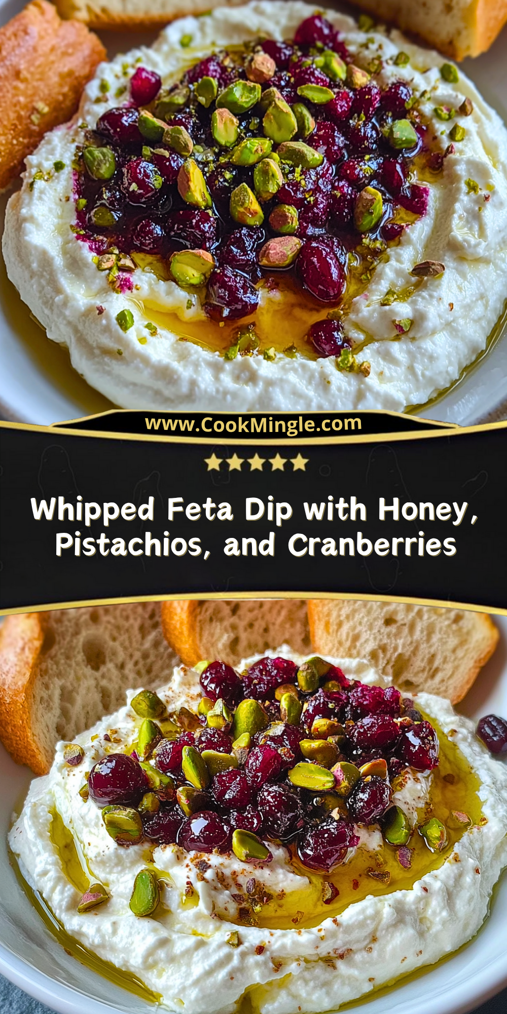 Whipped Feta Dip with Honey, Pistachios, and Cranberries - Cook Mingle
