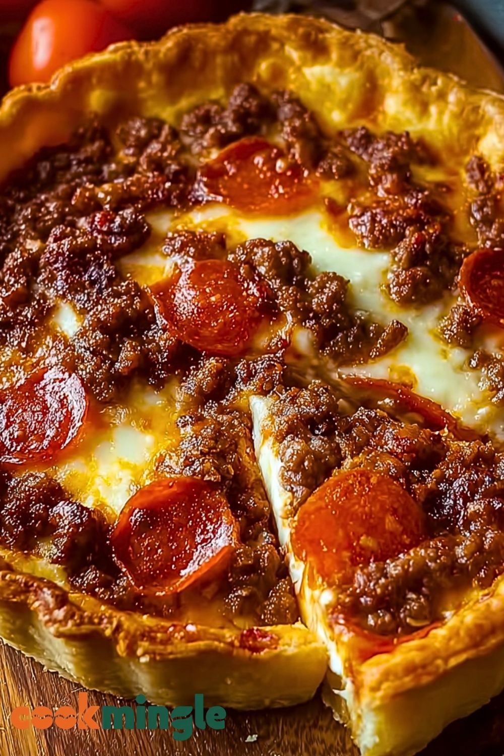 Deep Hamburger Sausage & Pepperoni Pie - Cook Mingle