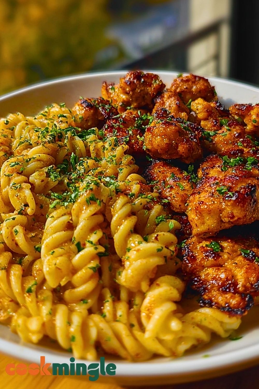 Easy Garlic Butter Chicken Bites Recipe with Spicy Cajun Alfredo ...