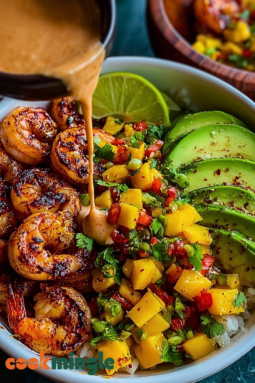 Easy Shrimp Avocado Bowls Recipe with Mango Salsa & Lime-Chili Sauce ...