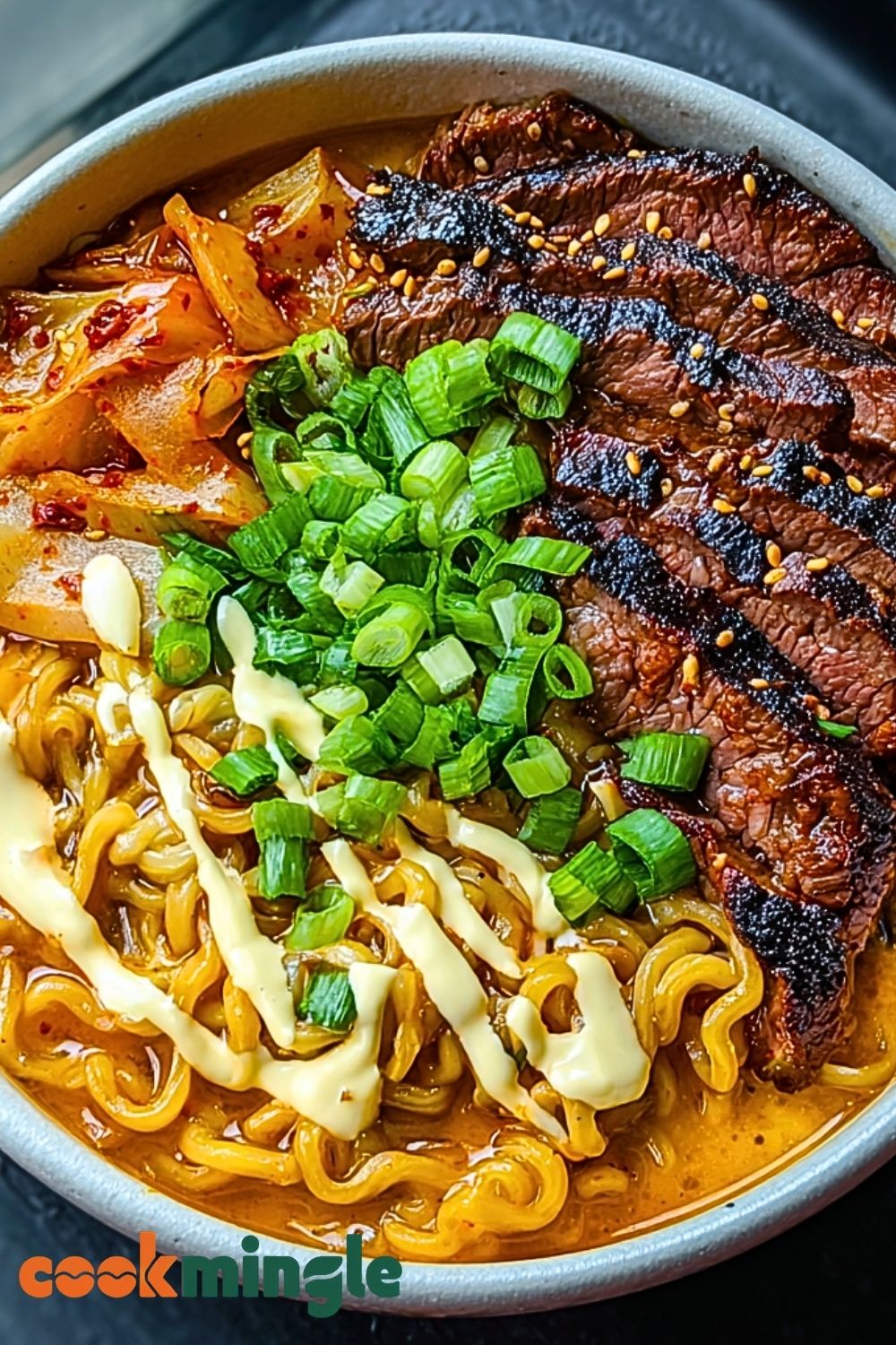 Spicy Korean Ramen with Grilled Beef & Creamy Sauce - Cook Mingle