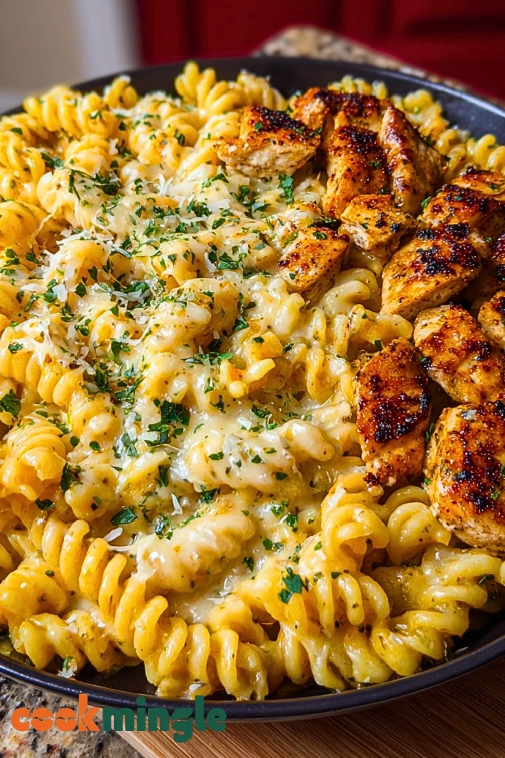 Cheesy Velveeta Chicken Twisted Pasta with Mozzarella Garlic Sauce ...