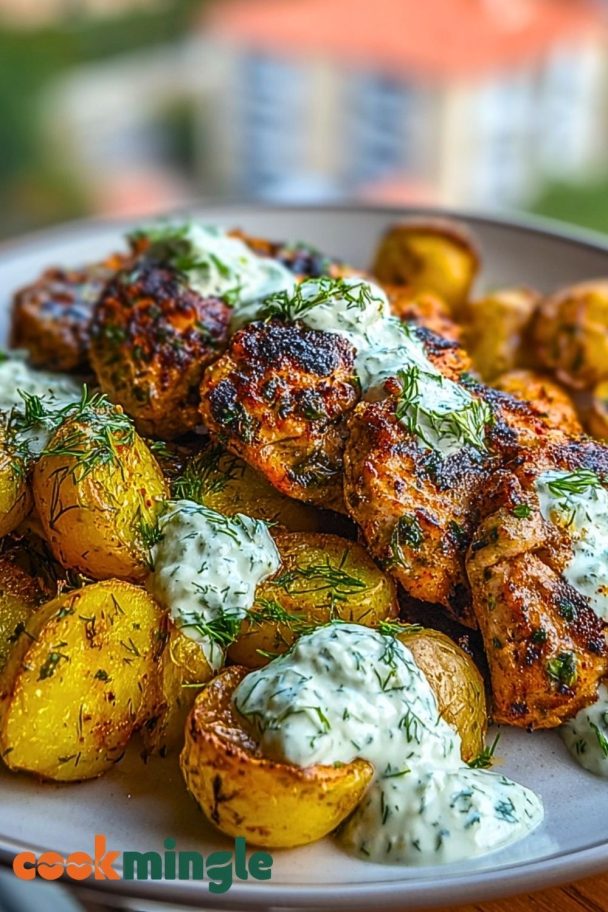Spicy Yogurt Marinated Chicken with Dill Feta Cream & Crispy Baby ...