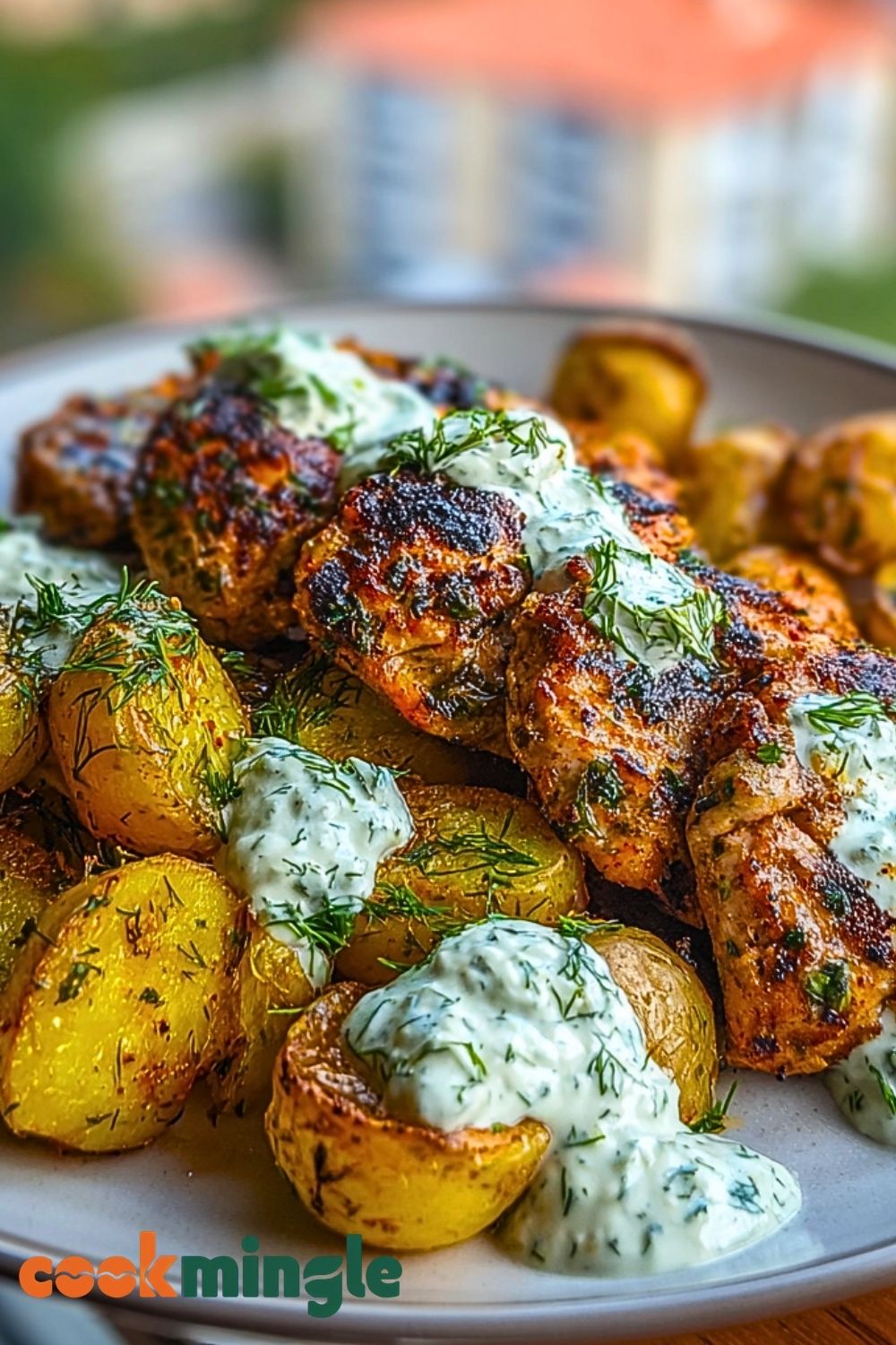 Spicy Yogurt Marinated Chicken with Dill Feta Cream & Crispy Baby ...