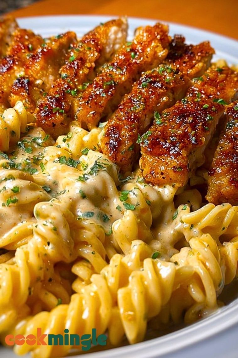 Creamy Cajun Chicken Rotini with Mozzarella Alfredo Sauce - Cook Mingle