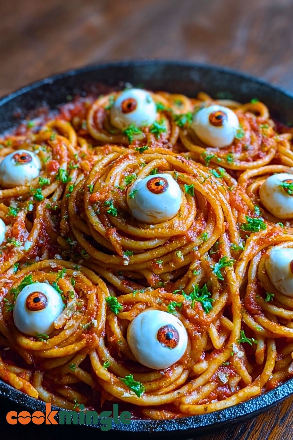 Bloody Spaghetti with Mozzarella Eyeballs - Cook Mingle